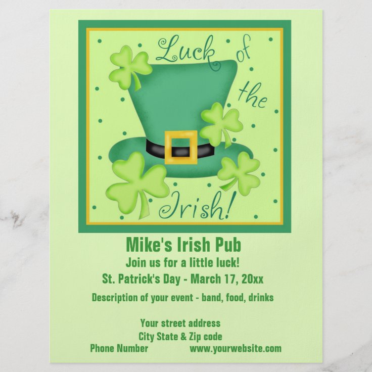 Luck of the Irish Business Promotion Custom Flyer | Zazzle