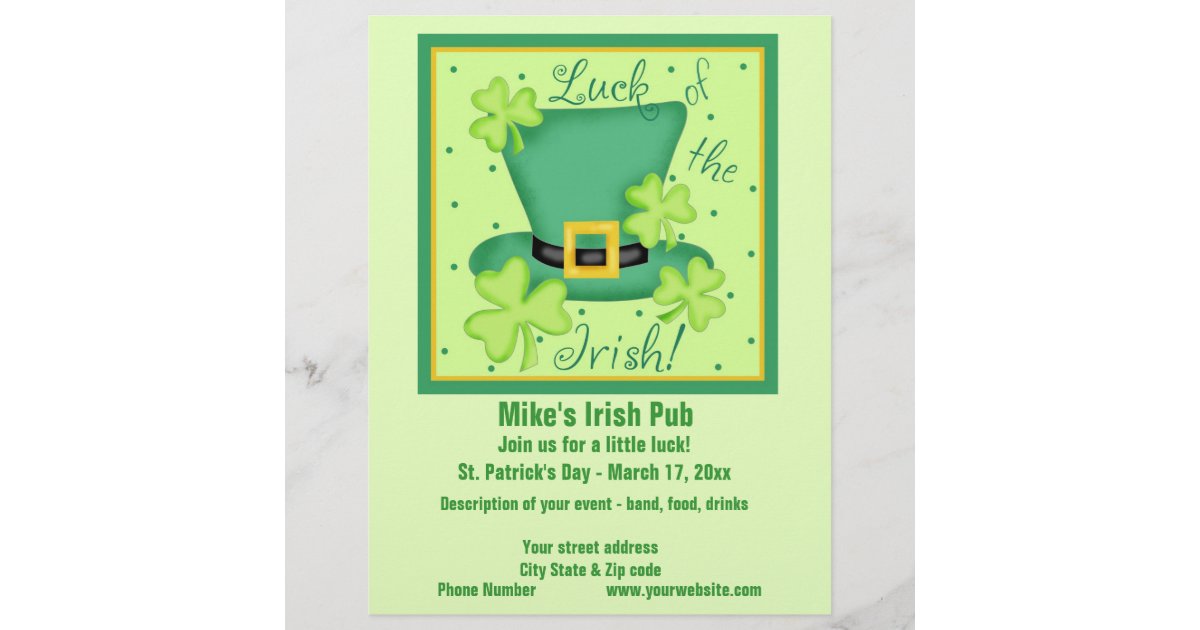 Luck of the Irish Business Promotion Custom Flyer | Zazzle