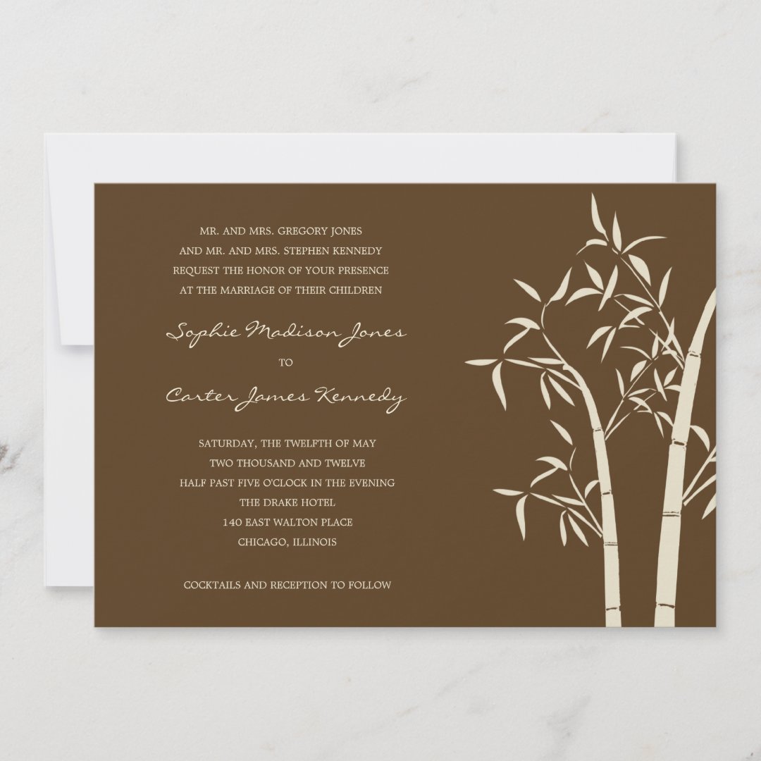 Lucky Bamboo Wedding Invitation - Brown | Zazzle