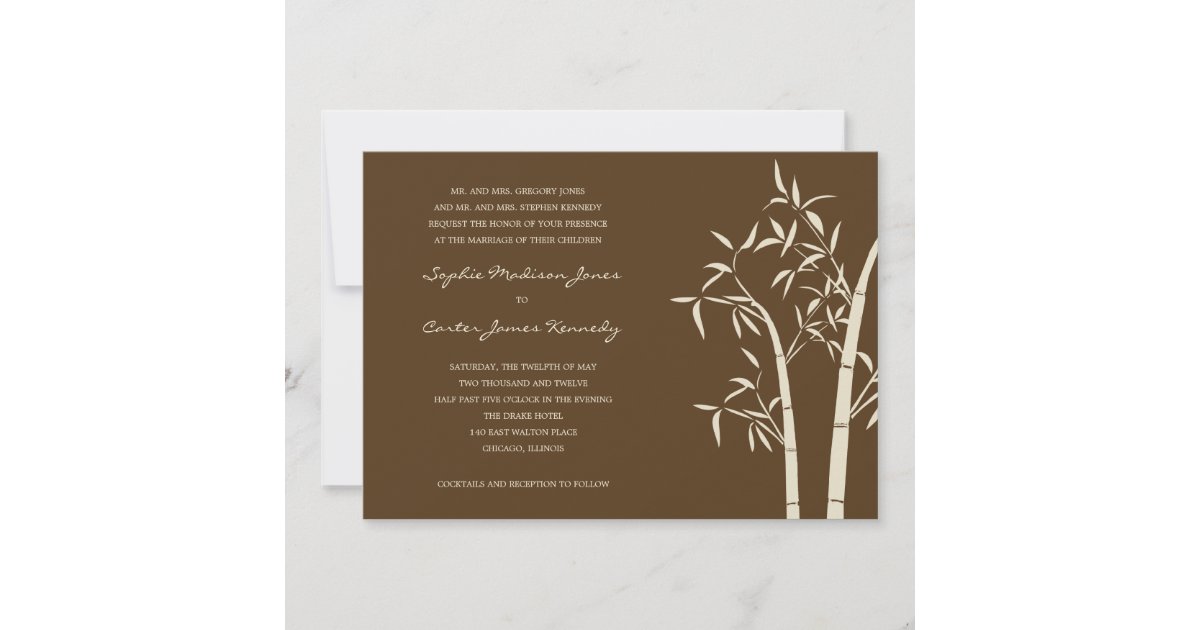 Lucky Bamboo Wedding Invitation - Brown | Zazzle