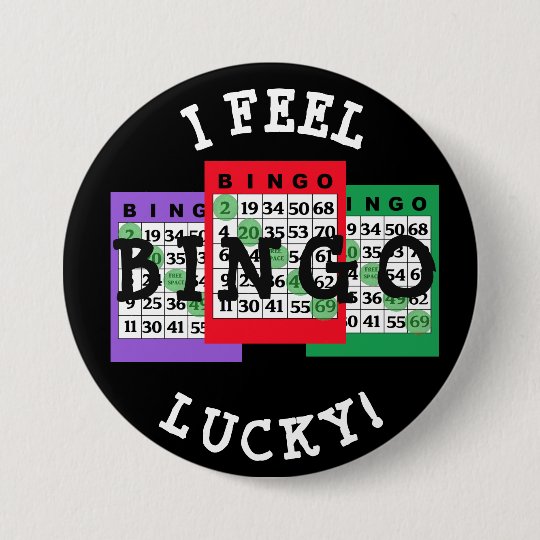 Lucky BINGO Button with Bingo cards | Zazzle.com