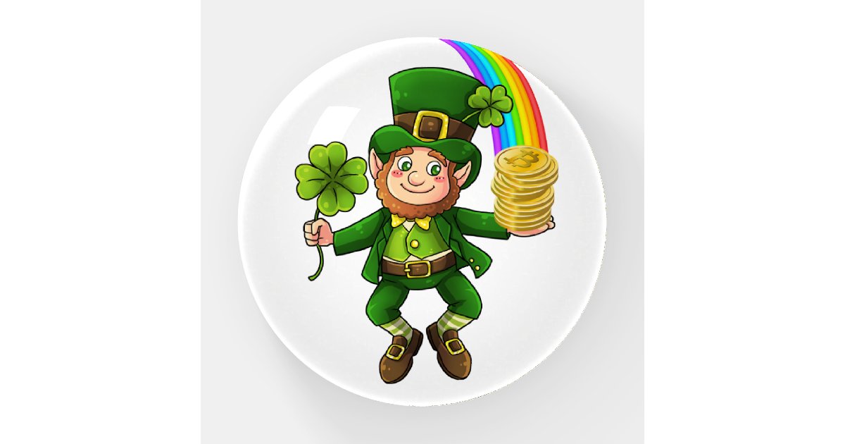 Lucky Bitcoin Rainbow Leprechaun Paperweight | Zazzle