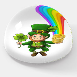 Lucky Bitcoin Rainbow Leprechaun Paperweight | Zazzle