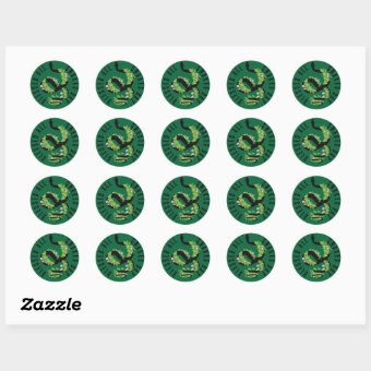 Lucky Black Serpent in Clover All Snakes Day Classic Round Sticker | Zazzle