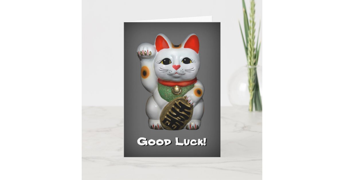 Lucky Cat Good Luck Card | Zazzle