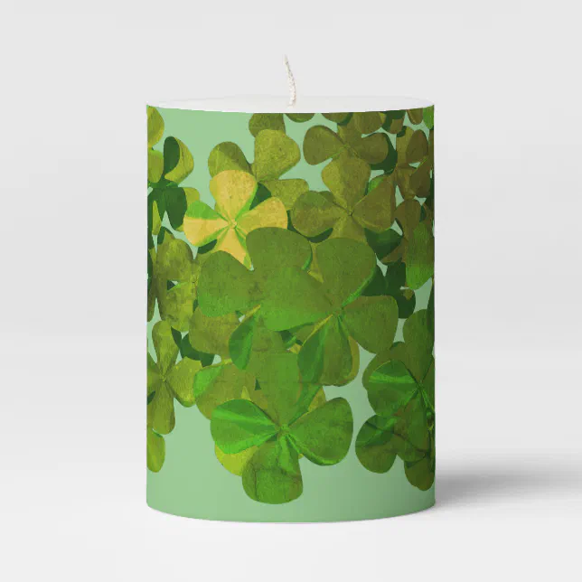 Lucky clover pillar candle | Zazzle
