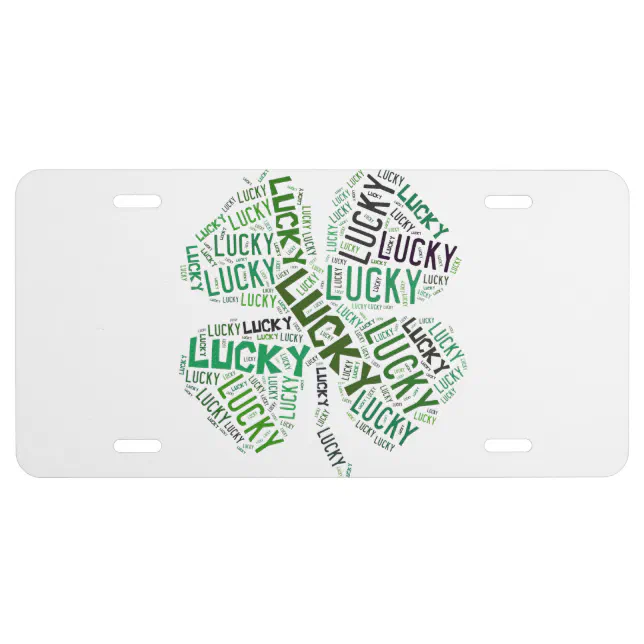 Lucky Clover Word Art License Plate | Zazzle