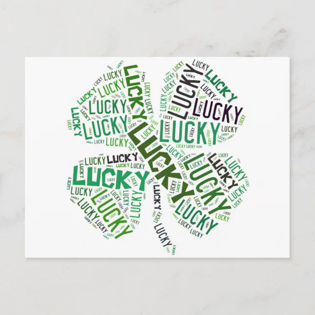 Lucky Clover Word Art Postcard | Zazzle