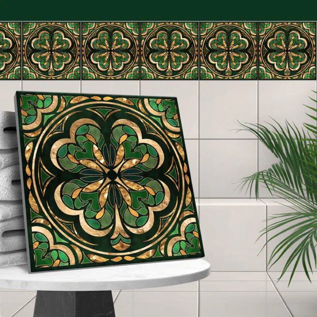 Lucky Four-leaf clover luxury Ceramic Tile | Zazzle