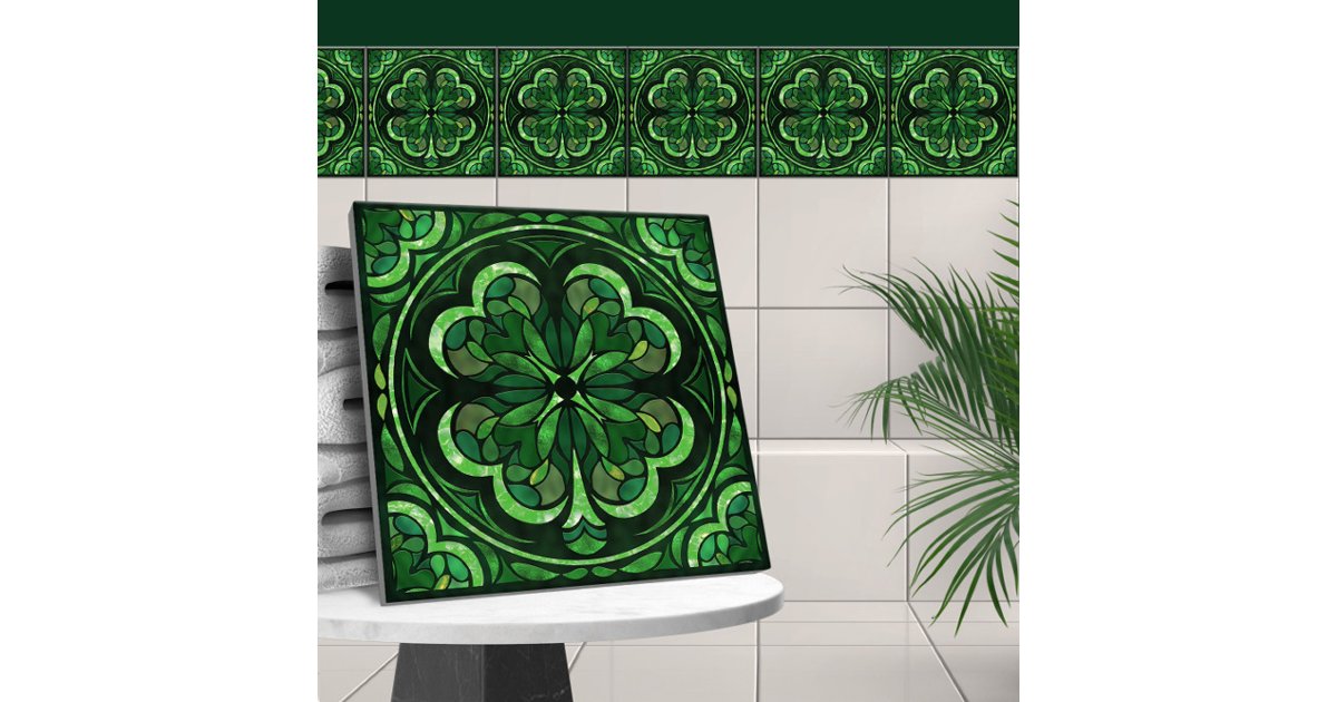 Lucky Four-leaf clover luxury Ceramic Tile | Zazzle