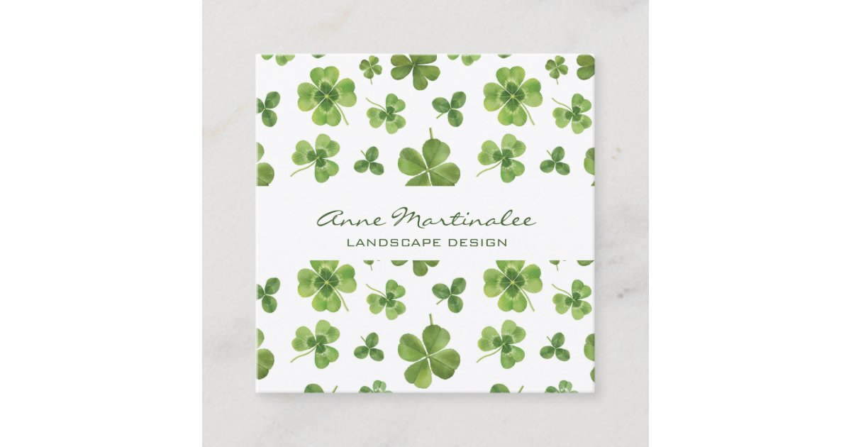 Lucky Four Leaf Clover Square Business Card | Zazzle