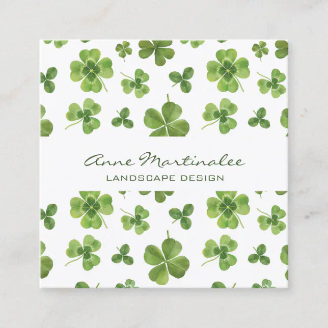 Lucky Four Leaf Clover Square Business Card | Zazzle