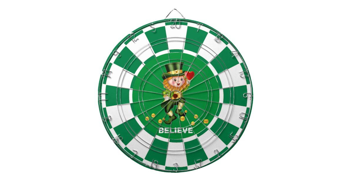 Lucky Gnome with Gold Confetti and Heart Dart Board | Zazzle