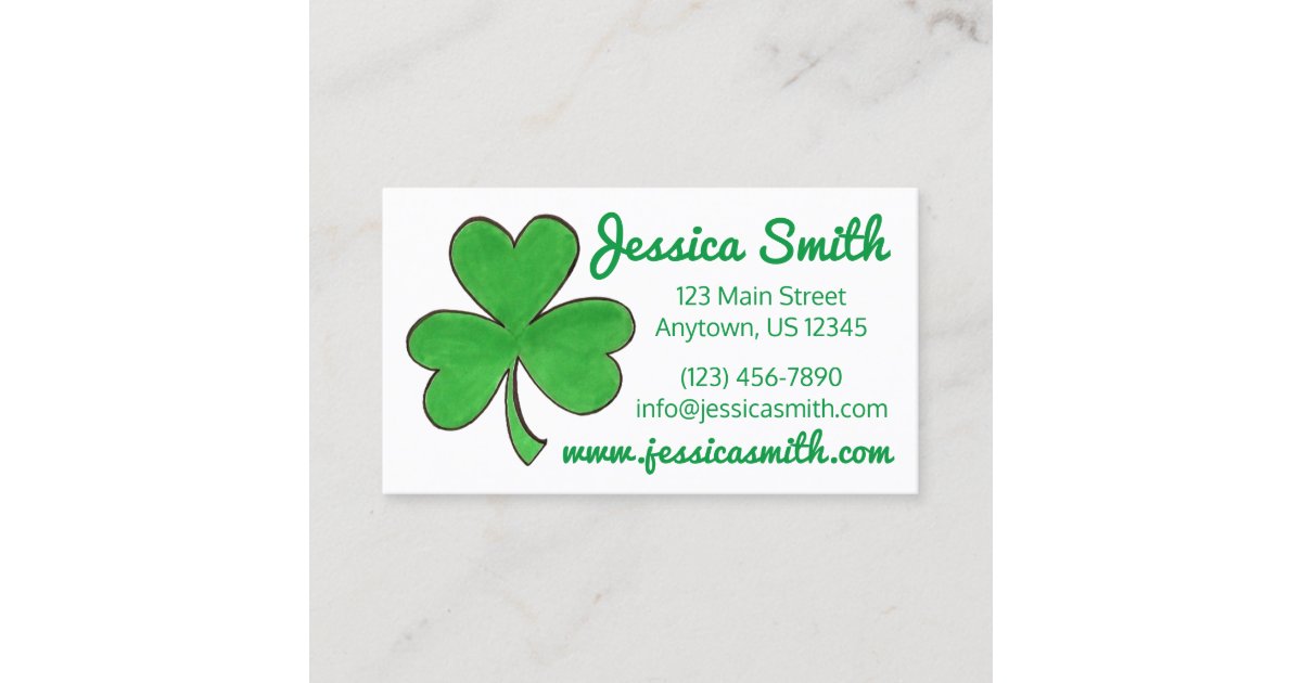 Lucky Green Irish Shamrock Clover St Patrick's Day Business Card | Zazzle