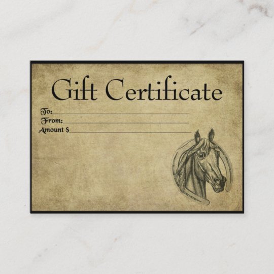 Lucky Horse- Prim Gift Certificate Cards | Zazzle.com