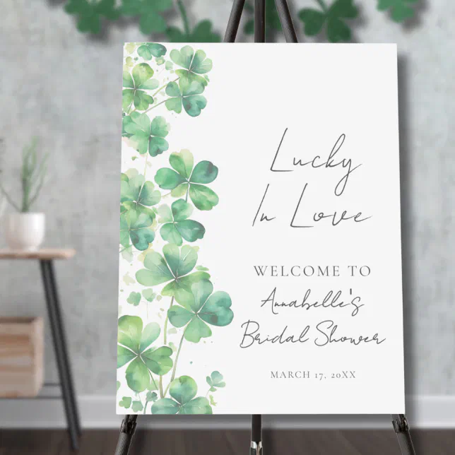Lucky In Love Bridal Shower Welcome Sign | Zazzle