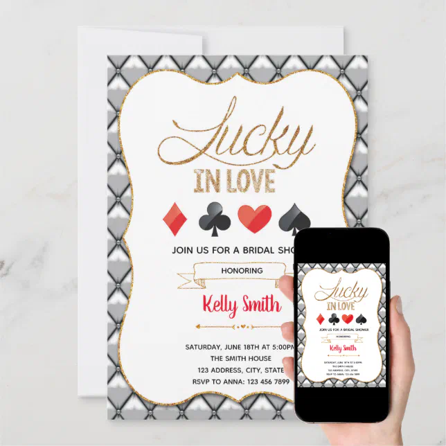 Lucky in love casino theme invitation | Zazzle