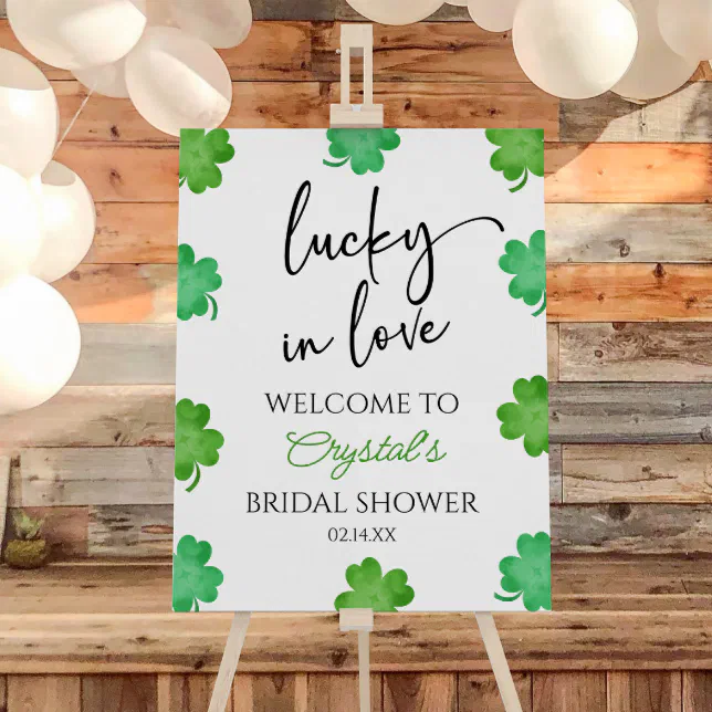 Lucky In Love Clovers Bridal Shower Welcome Sign | Zazzle