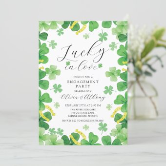 Lucky In Love Engagement Party Invitation | Zazzle