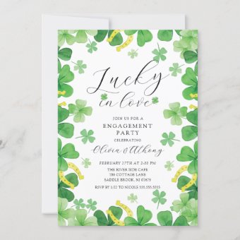 Lucky In Love Engagement Party Invitation | Zazzle