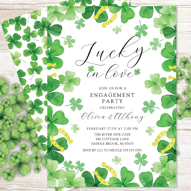 Lucky In Love Engagement Party Invitation | Zazzle