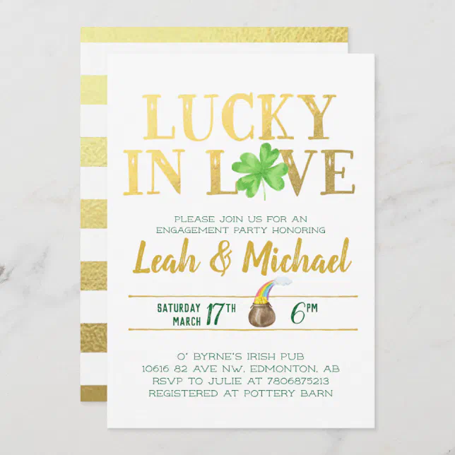 Lucky in Love | Engagement Party Invitation | Zazzle