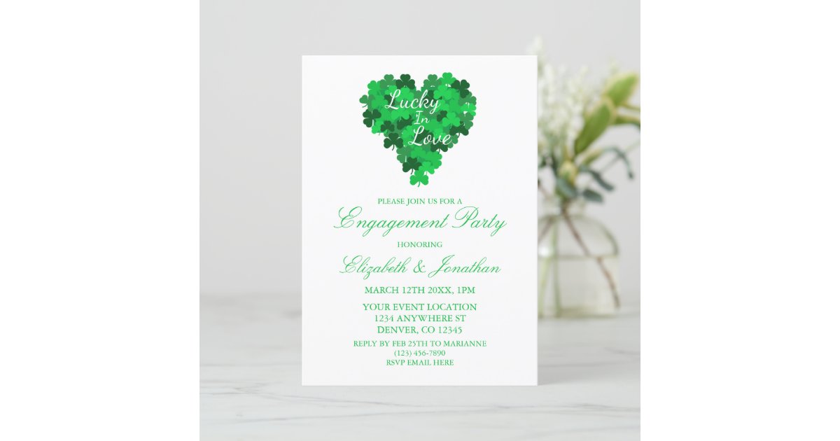 Lucky In Love Engagement Party Invitation | Zazzle
