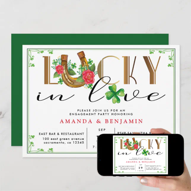 Lucky In Love Irish Engagement Party Invitation | Zazzle
