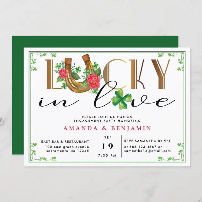 Lucky In Love Irish Engagement Party Invitation | Zazzle