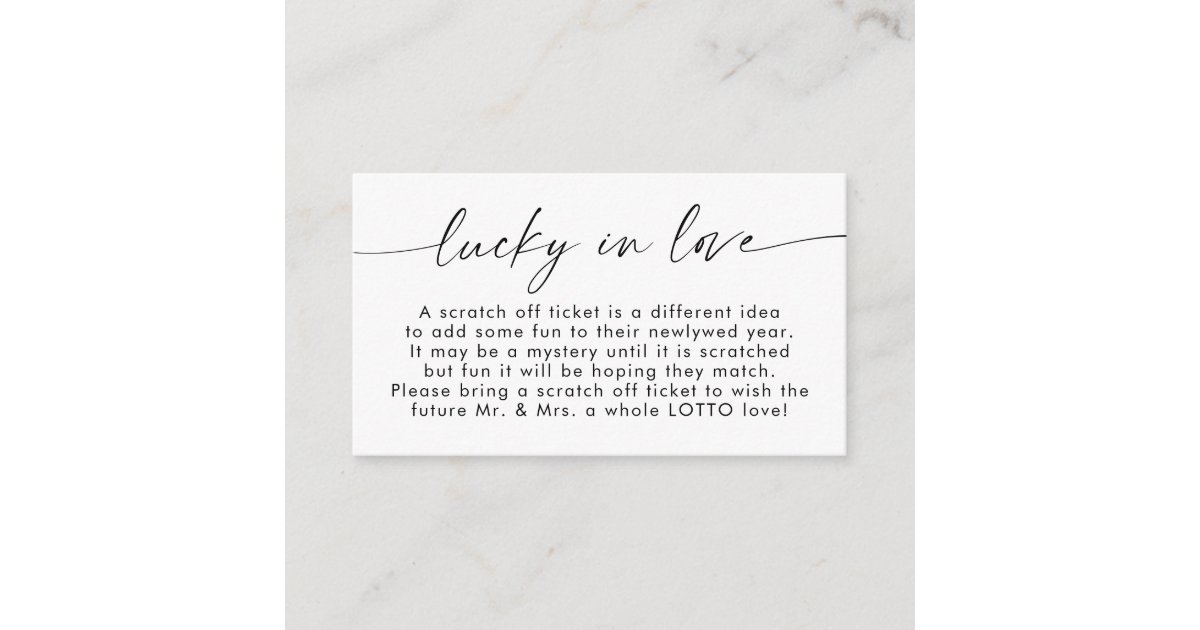 Lucky In Love, Lottery Ticket Insert Card | Zazzle