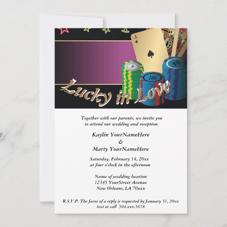 Lucky in Love Modern Wedding Invitation | Zazzle