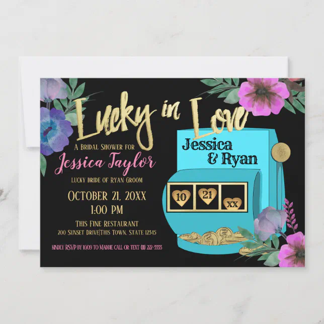 Lucky in Love Slot Machine Bridal Shower Invitation | Zazzle