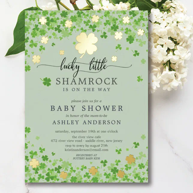 Lucky Little Shamrock Baby Shower Foil Invitation | Zazzle