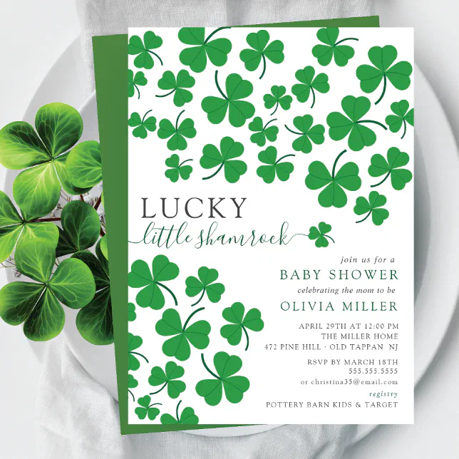 Lucky Little Shamrock Baby Shower Invitation | Zazzle