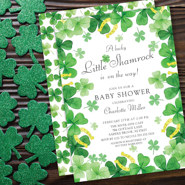 Lucky Little Shamrock Baby Shower Invitation | Zazzle