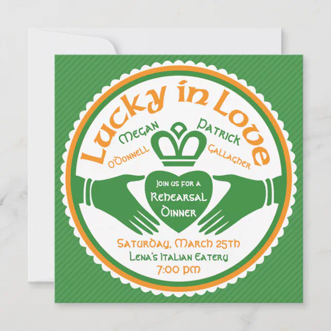 Lucky Love Irish Claddagh Wedding Rehearsal Dinner Invitation | Zazzle
