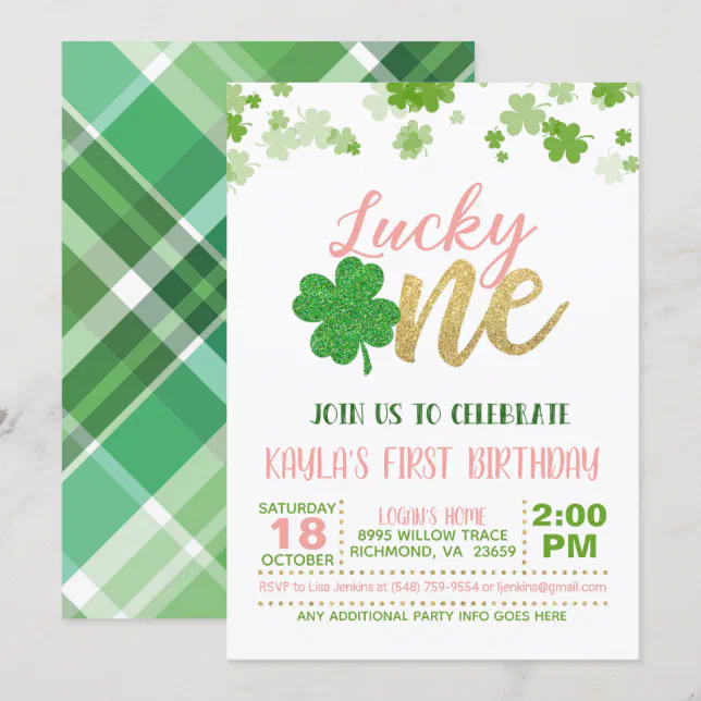 Lucky One Birthday Invitation - Girl | Zazzle