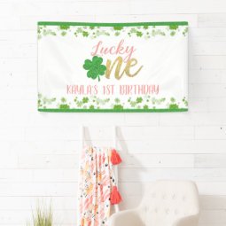 Lucky One First Birthday Banner - Girl | Zazzle