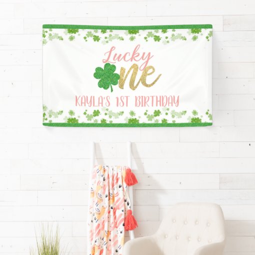 Lucky One First Birthday Banner - Girl | Zazzle