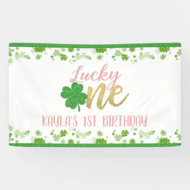 Lucky One First Birthday Banner - Girl | Zazzle