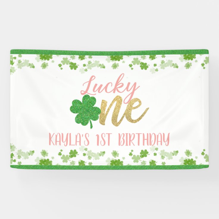 Lucky One First Birthday Banner - Girl | Zazzle