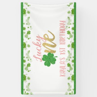 Lucky One First Birthday Banner - Girl | Zazzle