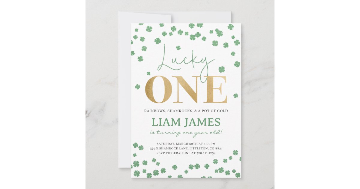 Lucky One First Birthday St. Patrick's Invitation | Zazzle