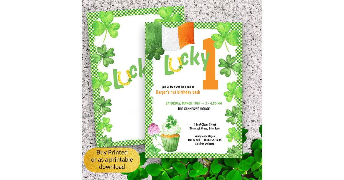 Lucky One Irish Themed First Birthday Party Invitation | Zazzle