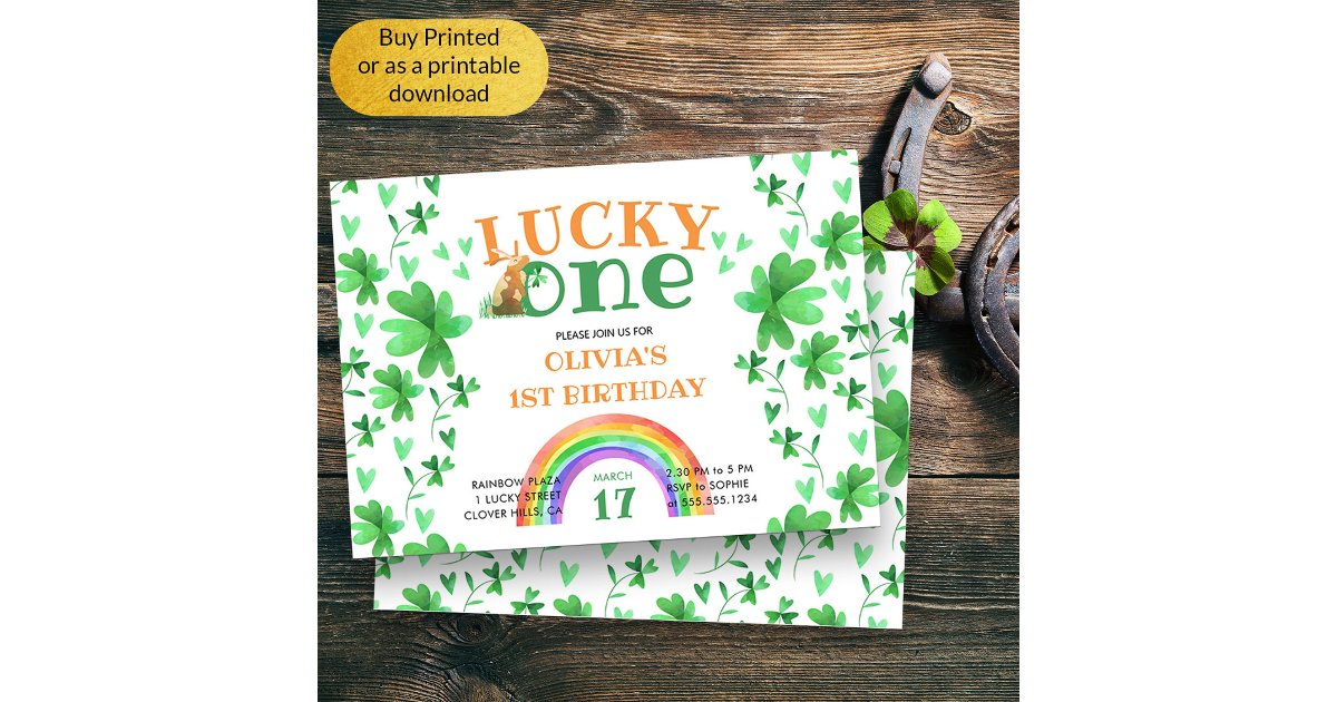 Lucky One Shamrock 1st Birthday Invitation | Zazzle
