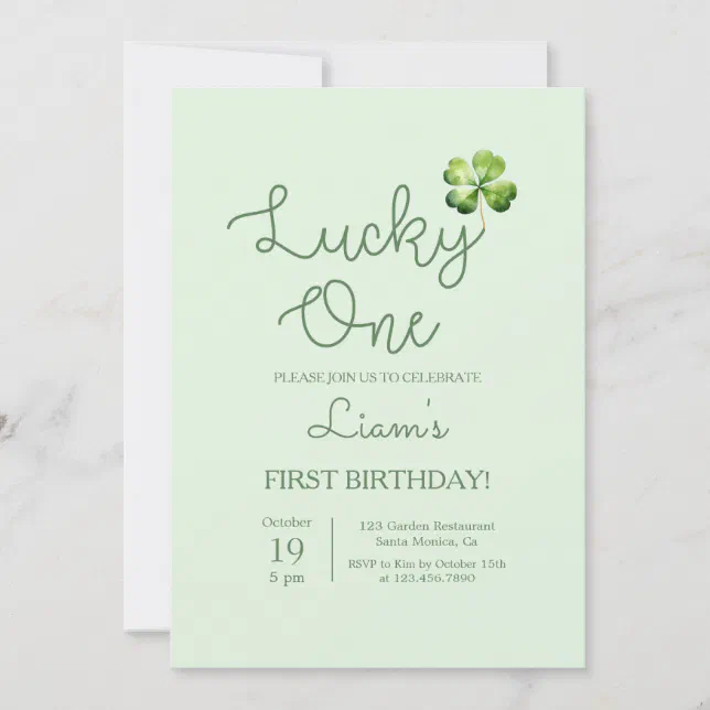 Lucky One Shamrock Birthday Boy Invitation | Zazzle