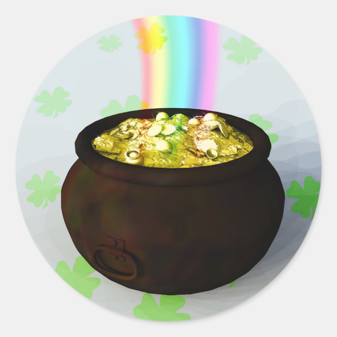 Lucky Pot of Gold Sticker | Zazzle