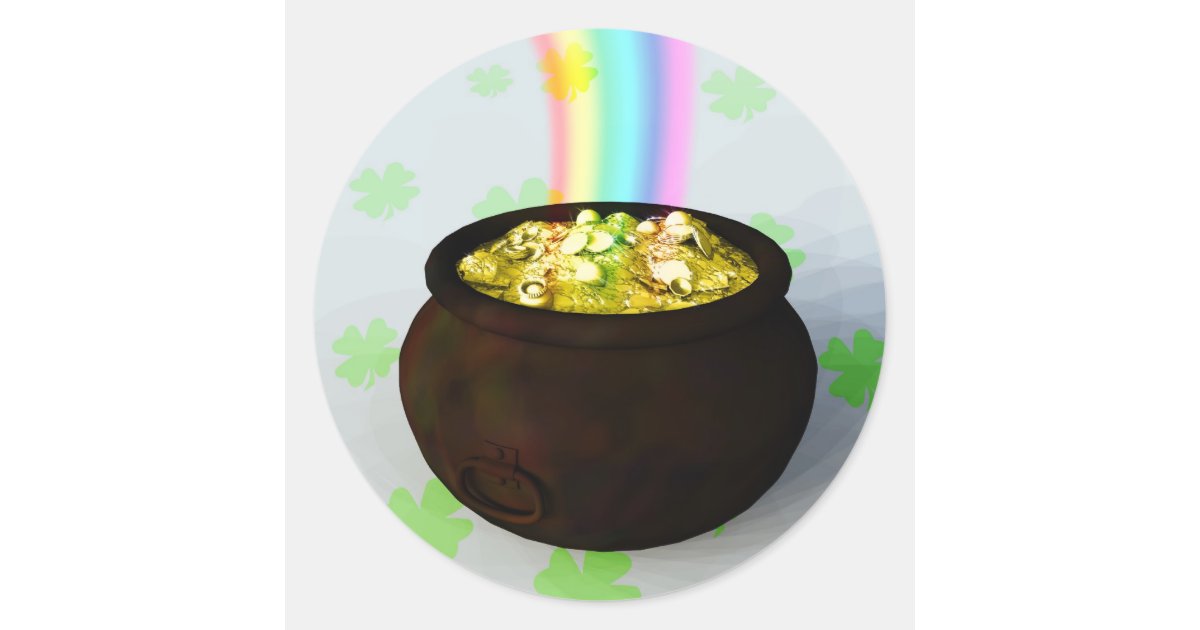 Lucky Pot of Gold Sticker | Zazzle