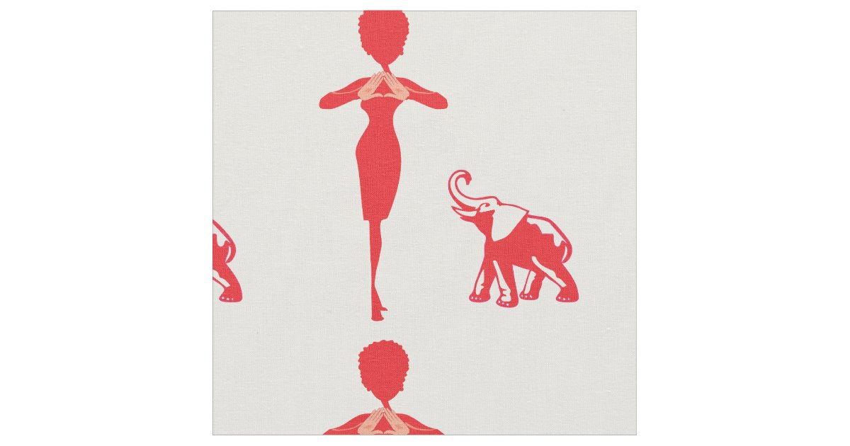 Lucky Red Elephant Fabric | Zazzle