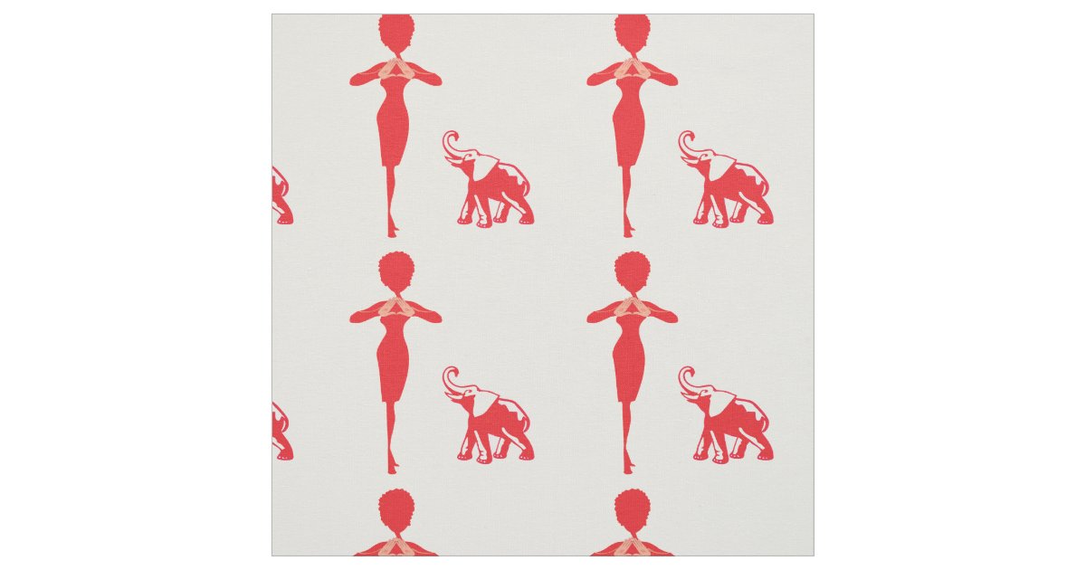 Lucky Red Elephant Fabric | Zazzle